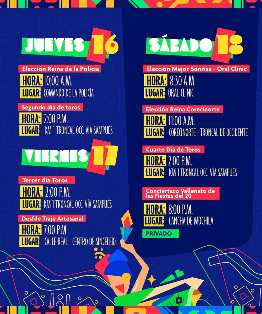 Programación Oficial Fiestas del 20 de enero Sincelejo 2025 - Korraleja.co